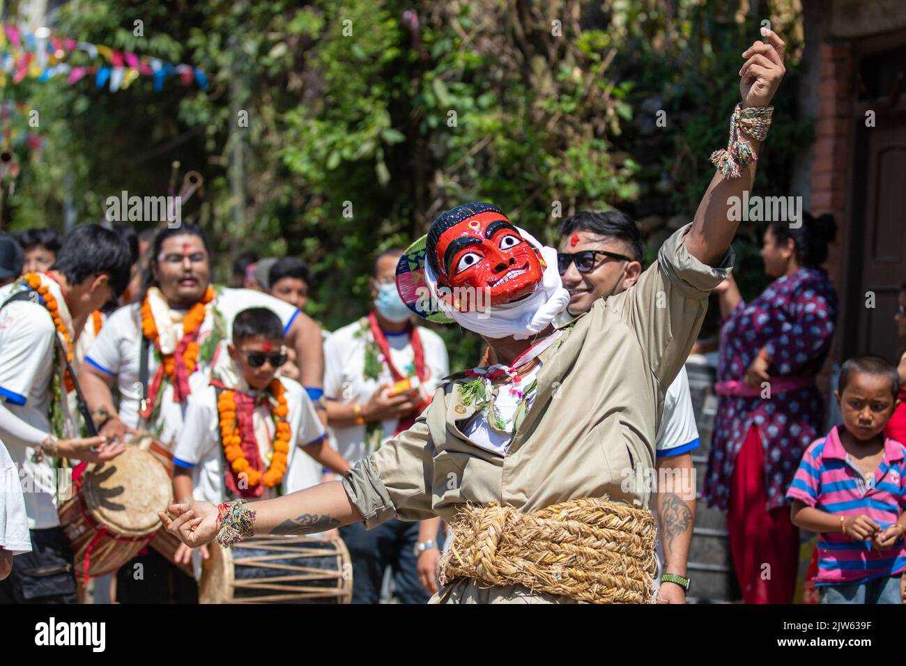 All Souls' Day. Also conscript SAPARU JATRA in Newari. Masks with head ...