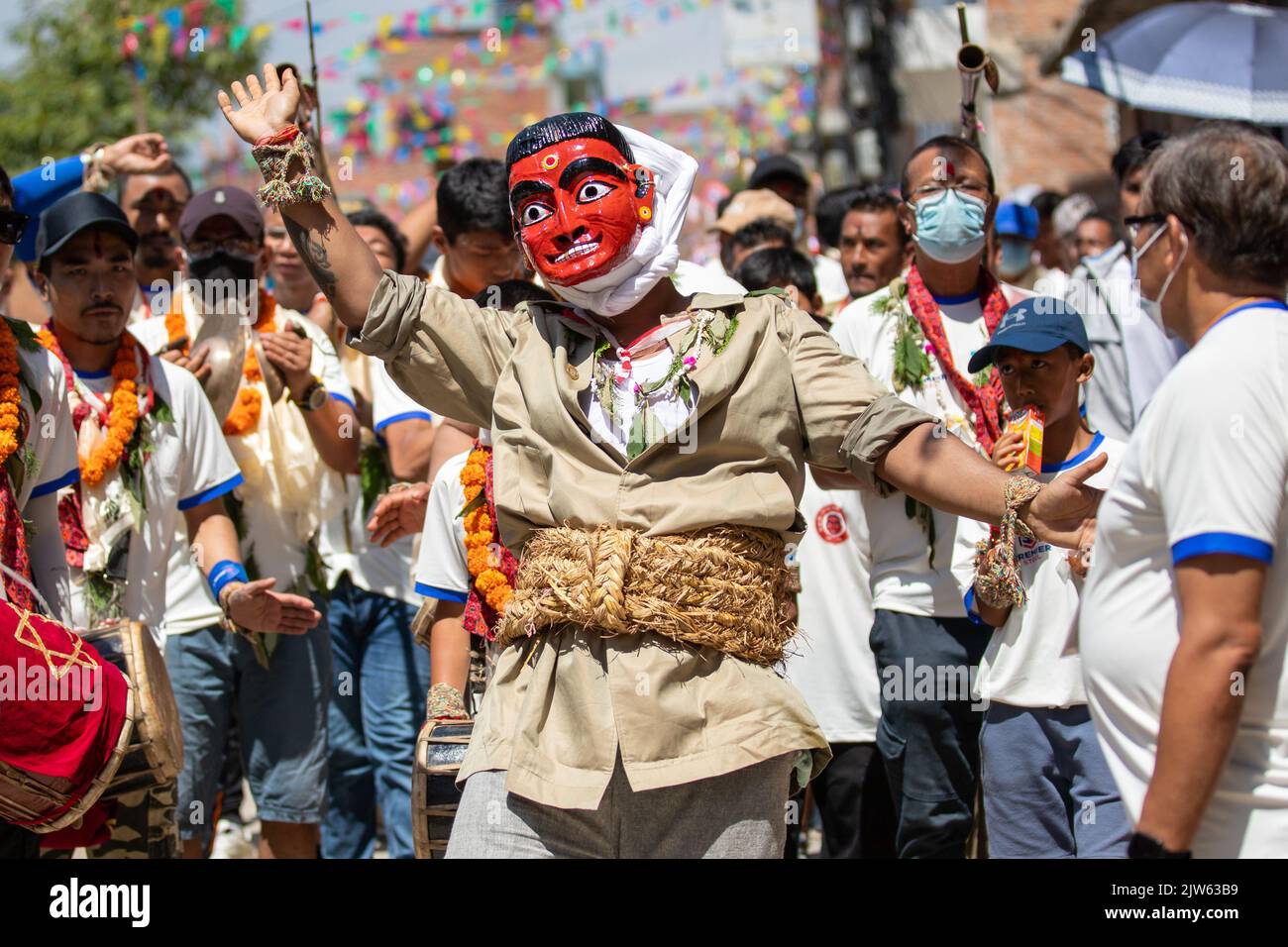 All Souls' Day. Also conscript SAPARU JATRA in Newari. Masks with head ...