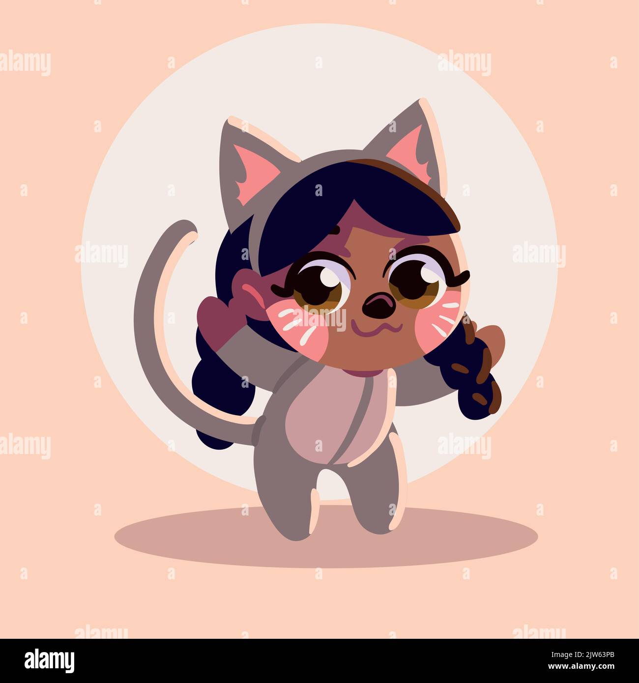 girl in cat costume halloween Stock Vector Image & Art - Alamy