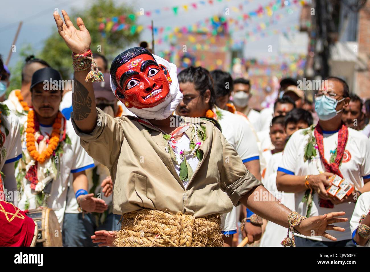 All Souls' Day. Also conscript SAPARU JATRA in Newari. Masks with head ...