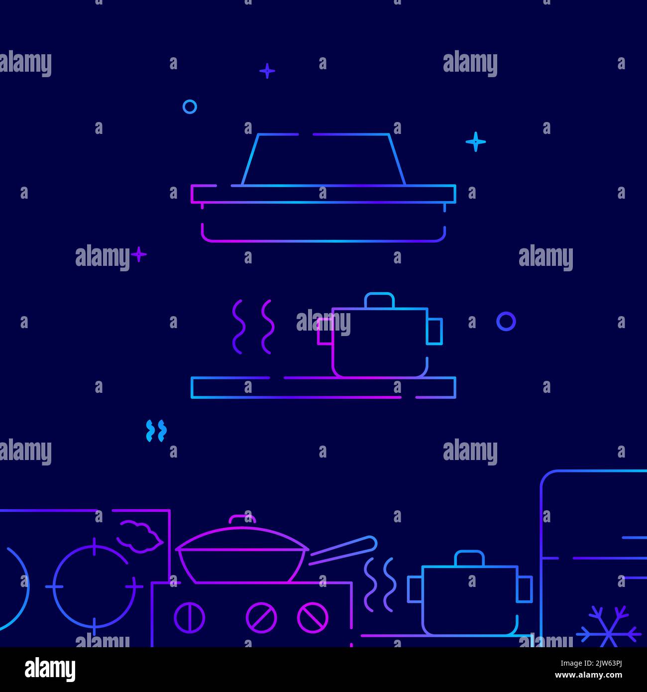 Kitchen hood gradient line vector icon, simple illustration on a dark ...