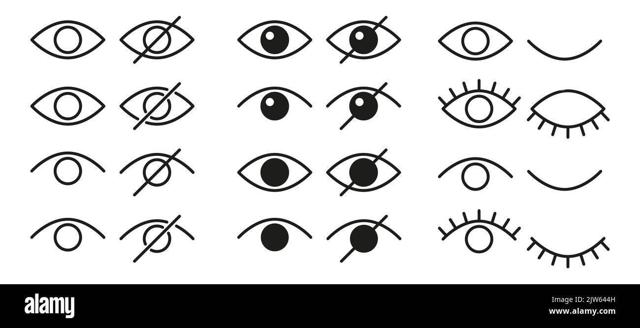 Password hidding icons set. Icons for data privacy and sensitive content mark. Outline vector ...