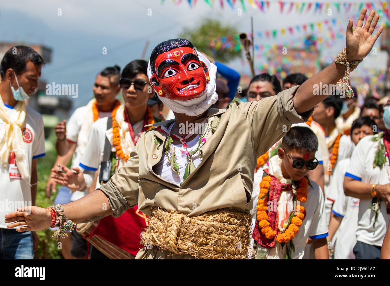 All Souls' Day. Also conscript SAPARU JATRA in Newari. Masks with head ...