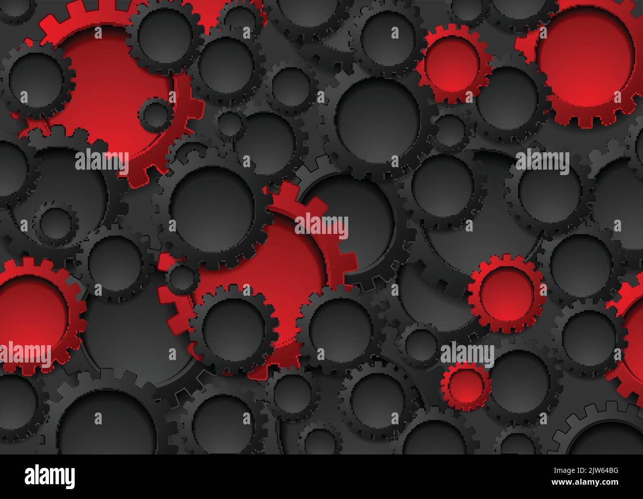 Black and red technology gears abstract background. Vector design Stock ...