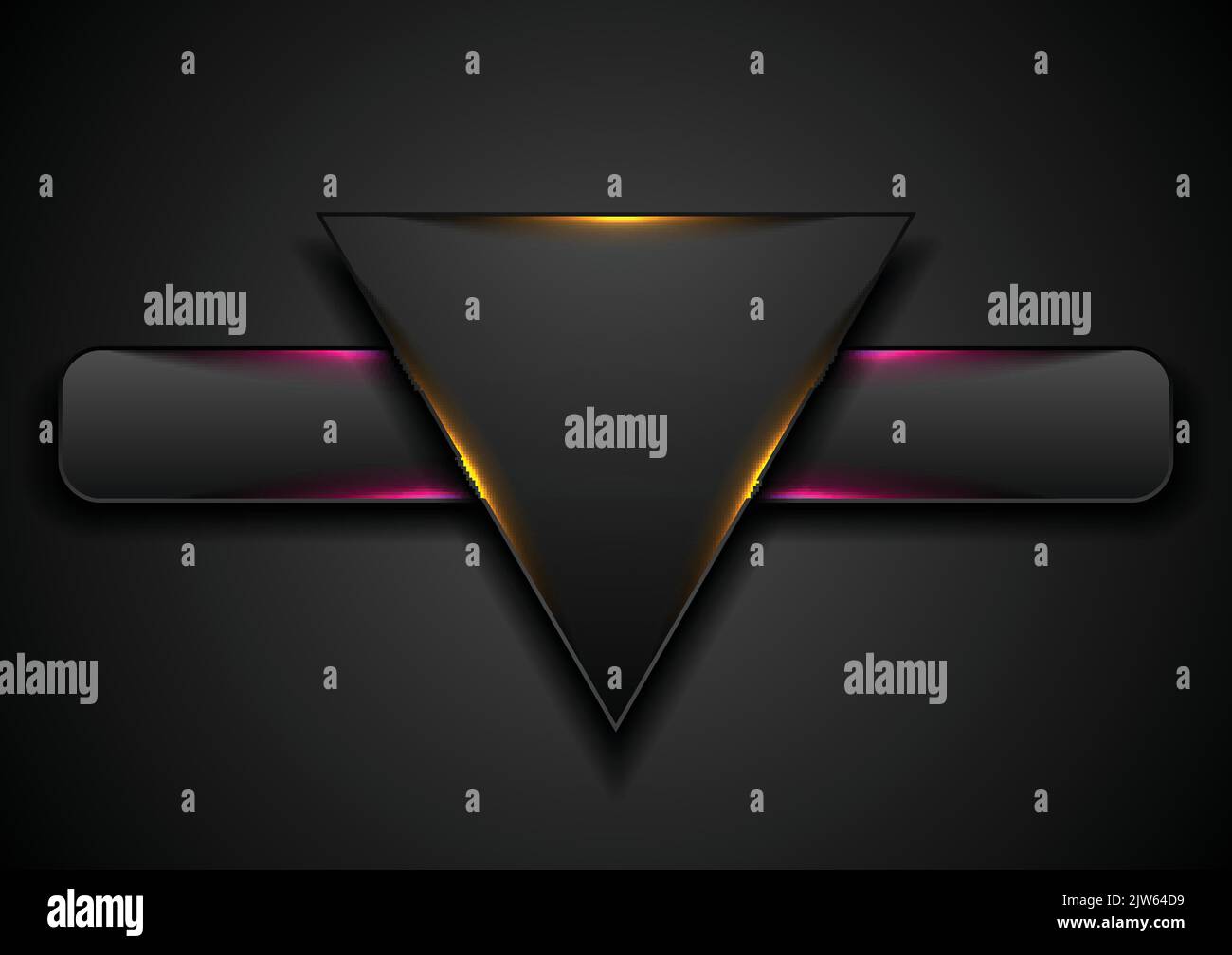 Triangle and rectangle with orange purple glowing light abstract ...
