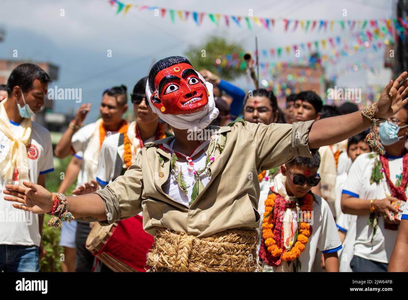All Souls' Day. Also conscript SAPARU JATRA in Newari. Masks with head ...