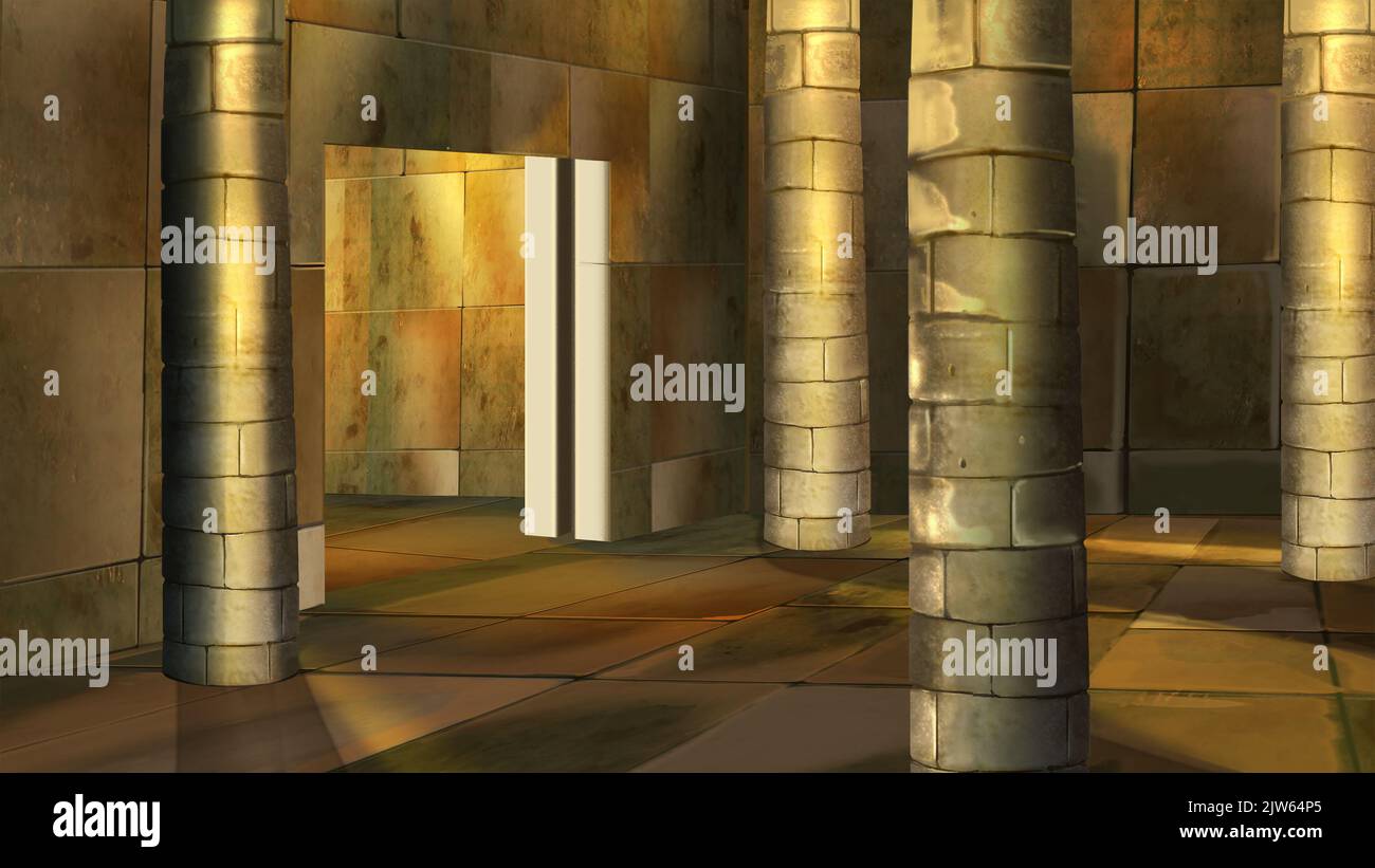 Pharaohs tomb inside an ancient pyramid in Egypt. Digital Painting ...