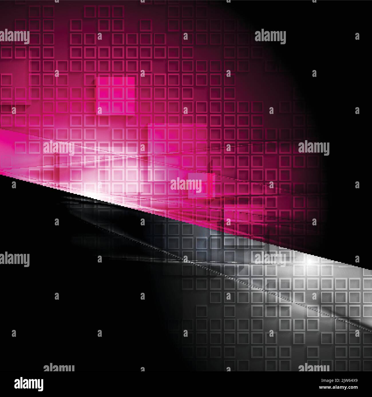 Pink and black contrast abstract tech background with squares. Vector ...