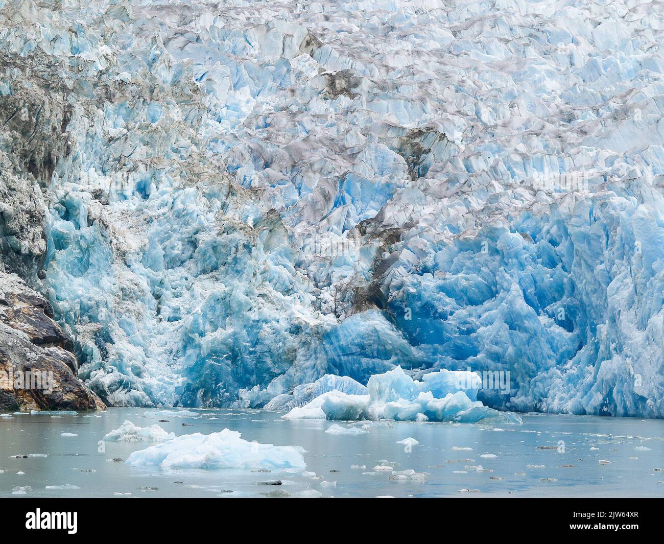 Sea ice and and disappearing glacier of Tracey Arm Alaska Stock Photo ...