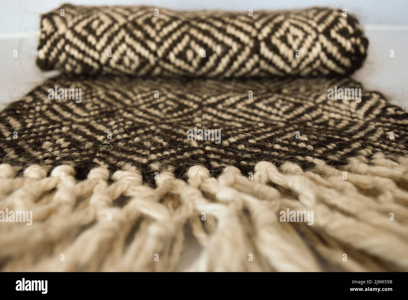 hand knitted brown scarf .Traditional fabrics from northwestern ...