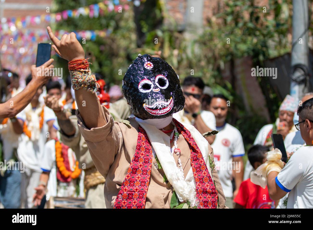 All Souls' Day. Also conscript SAPARU JATRA in Newari. Masks with head ...