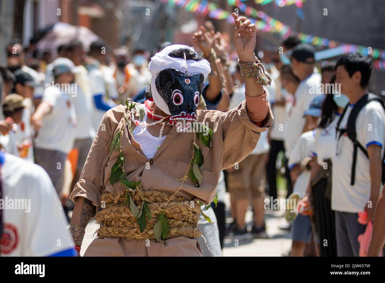 All Souls' Day. Also conscript SAPARU JATRA in Newari. Masks with head ...