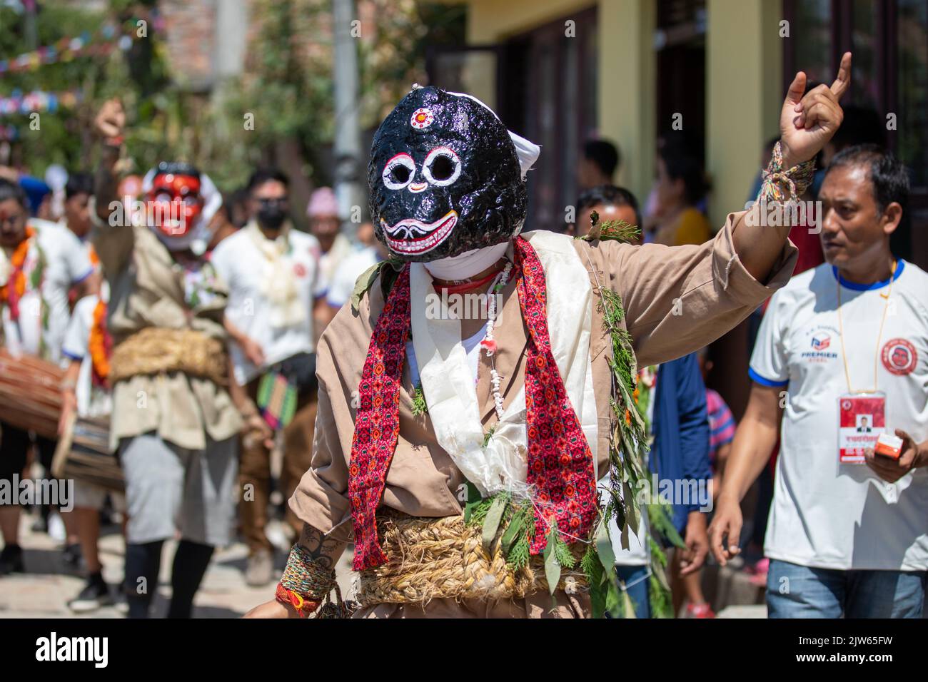 All Souls' Day. Also conscript SAPARU JATRA in Newari. Masks with head ...