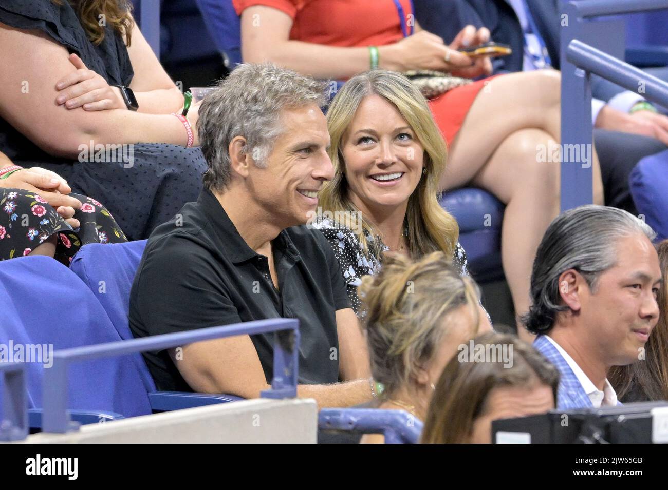 Actors Ben Stiller and Christine Taylor attend the Rafael Nadal, of ...