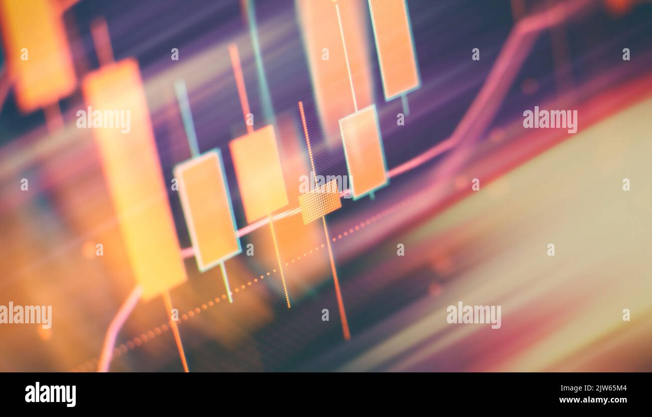 Technical price graph and indicator, red and green candlestick chart on ...