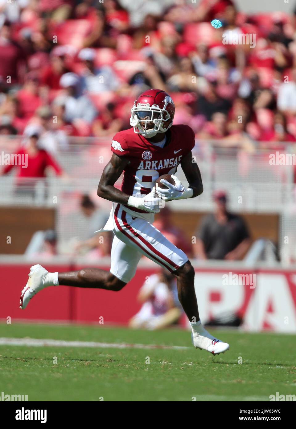 September 3, 2022: Arkansas receiver Warren Thompson #84 turns upfield ...