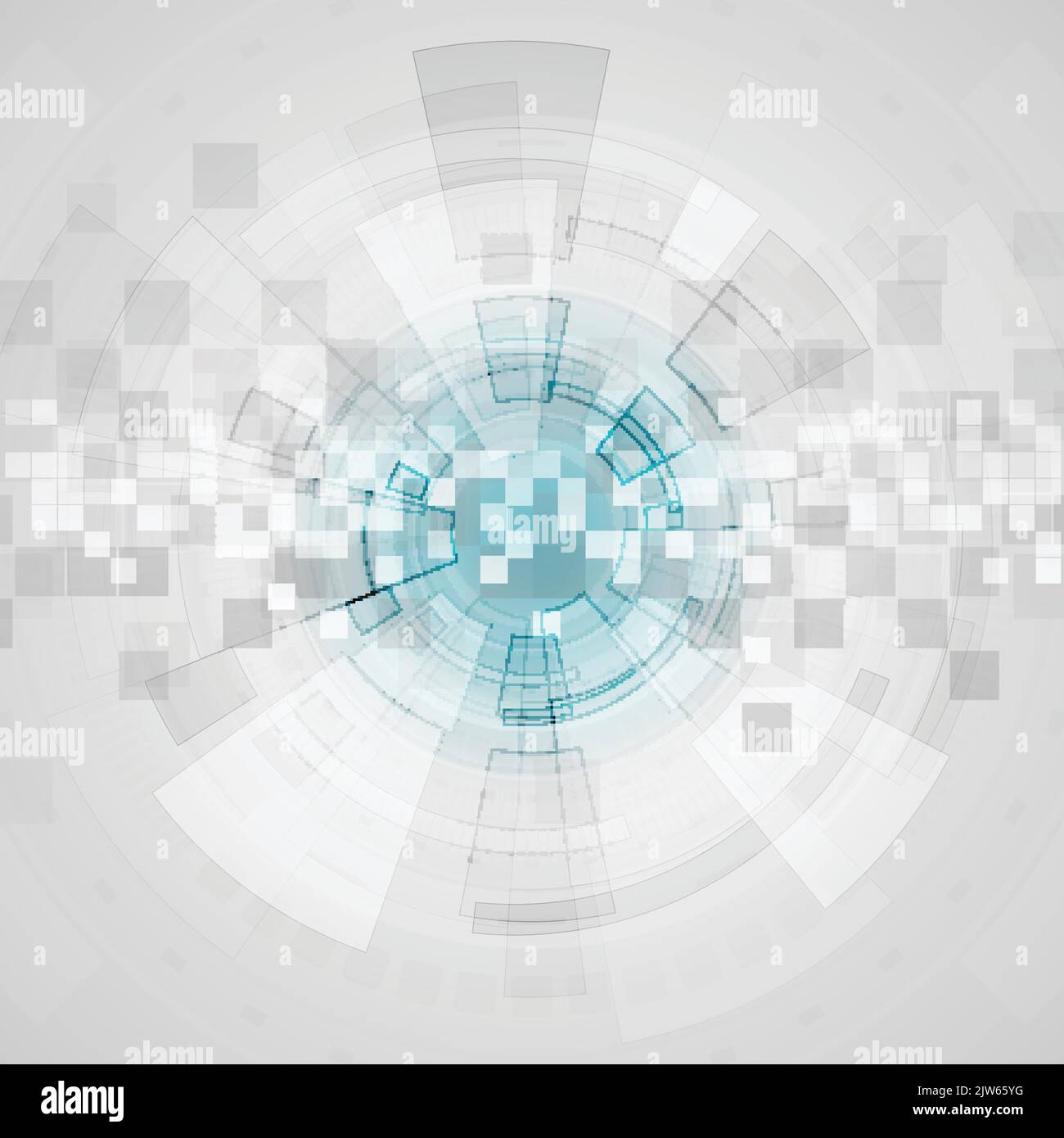Abstract grey futuristic technology background with HUD gear elements ...