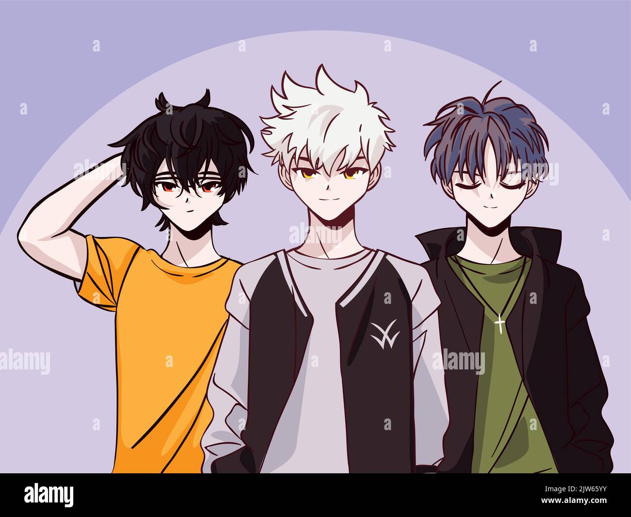 anime group male Stock Vector Image & Art - Alamy
