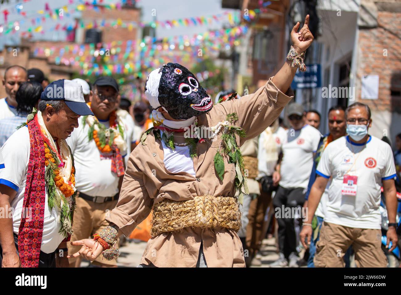 All Souls' Day. Also conscript SAPARU JATRA in Newari. Masks with head ...