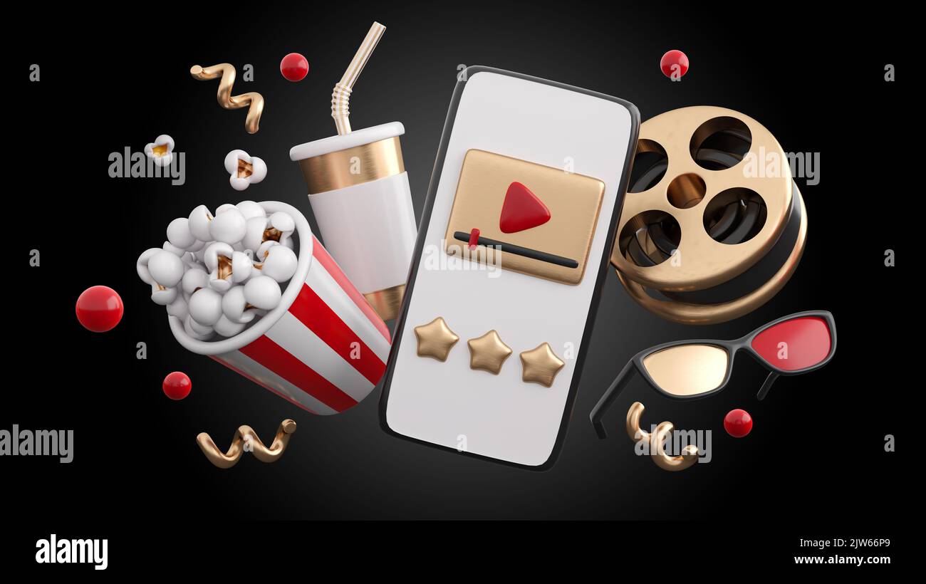 3d cinema, movie, film, entertainment concept background in trendy ...