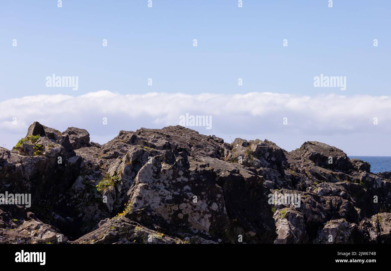 Rugged Rocks on a rocky shore on the West Coast of Pacific Ocean Stock ...