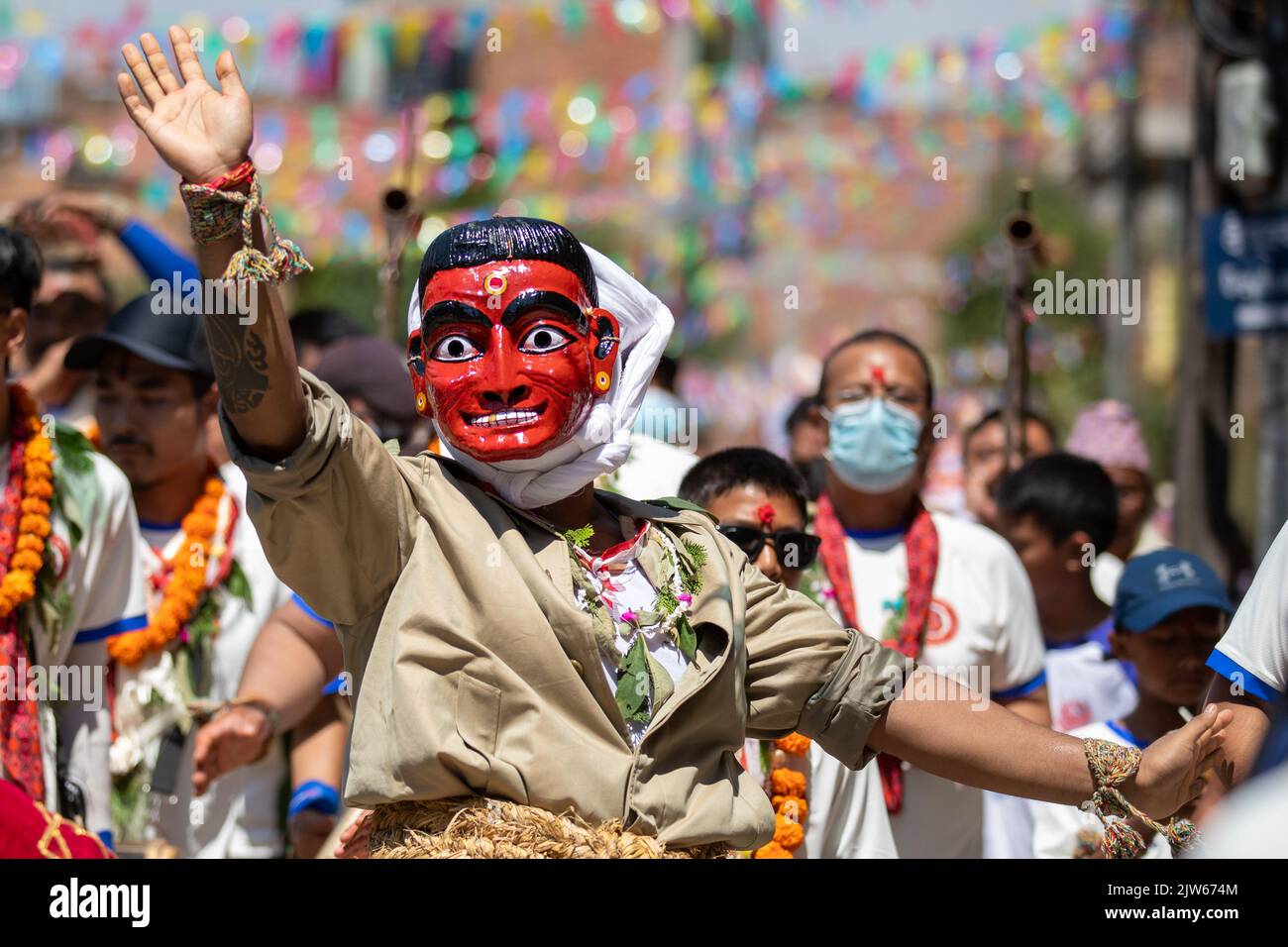 All Souls' Day. Also conscript SAPARU JATRA in Newari. Masks with head ...