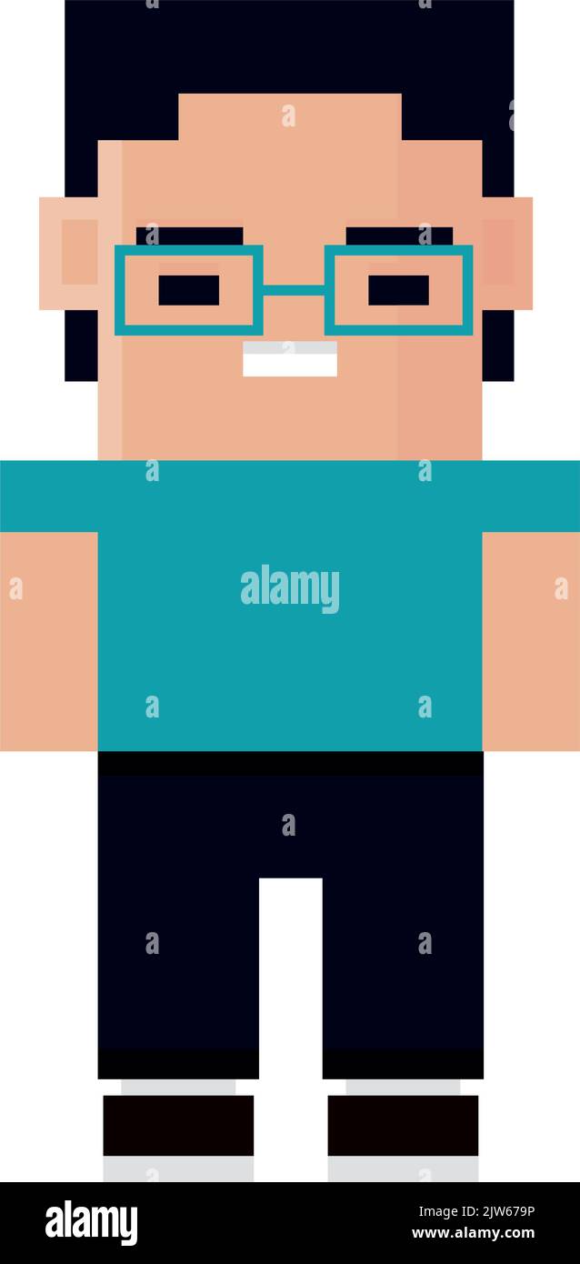 nerd man pixel 8 bit Stock Vector Image & Art - Alamy