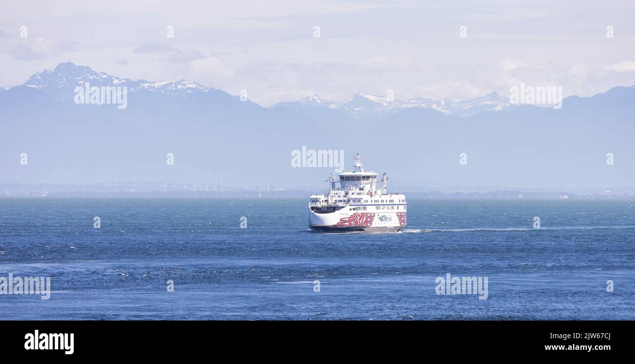 BC Ferries Passing By the Strait of Georgia on the West Coast of ...