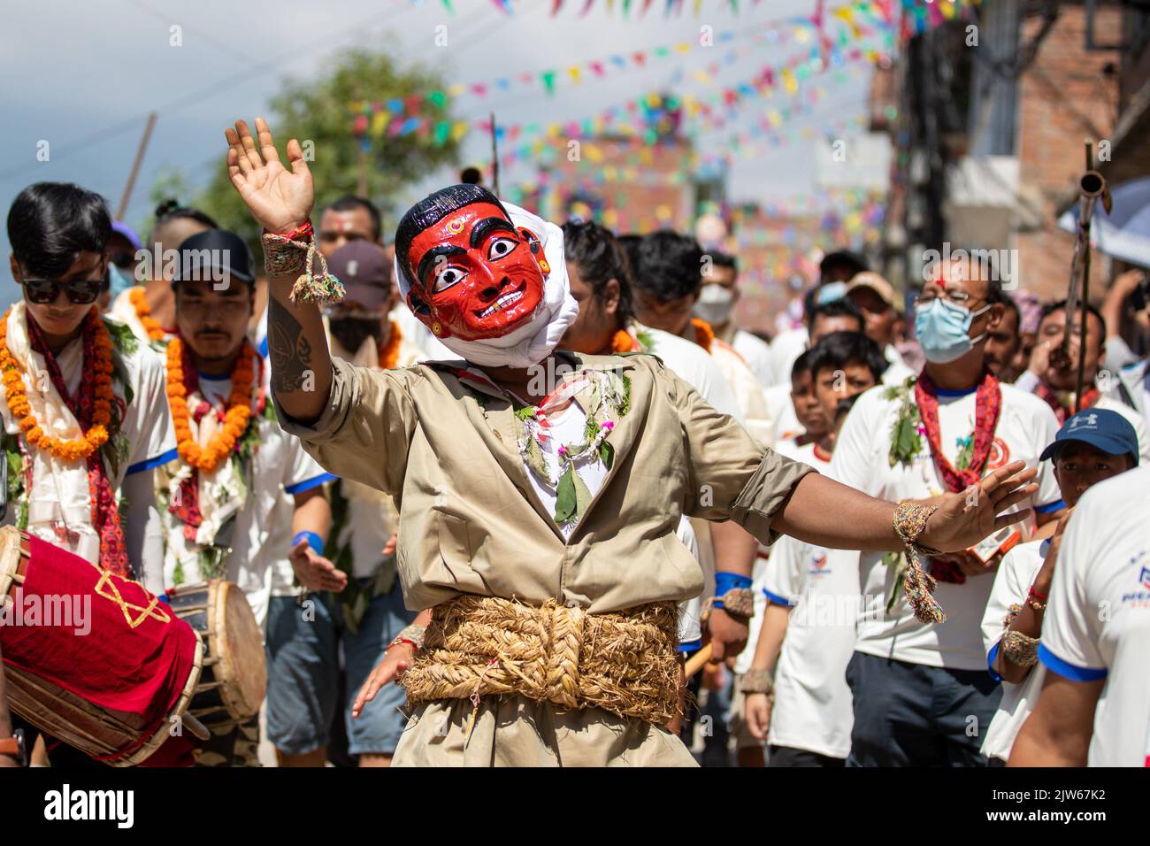 All Souls' Day. Also conscript SAPARU JATRA in Newari. Masks with head ...