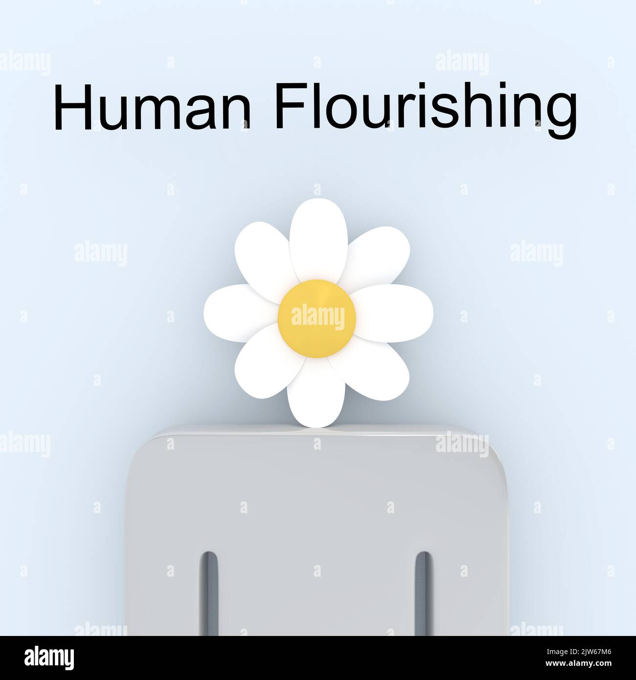 3D illustration of silhouette of a man whose head is symbolically ...