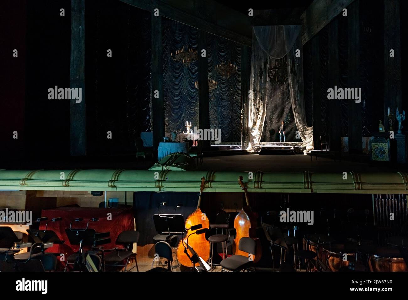 The view to the stage and orchestra pit in Taras Shevchenko Ukrainian ...