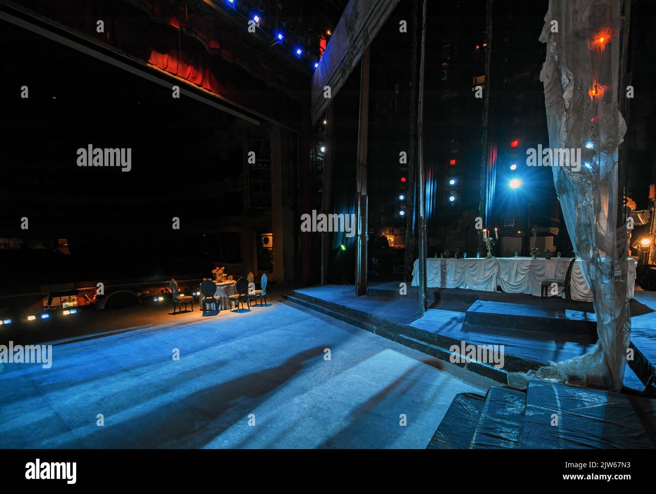 The view to the stage and auditorium from backstage in Taras Shevchenko ...