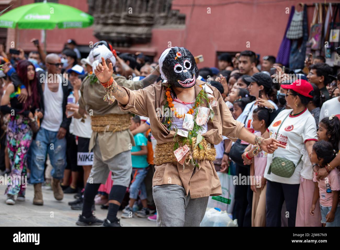 All Souls' Day. Also conscript SAPARU JATRA in Newari. Masks with head ...