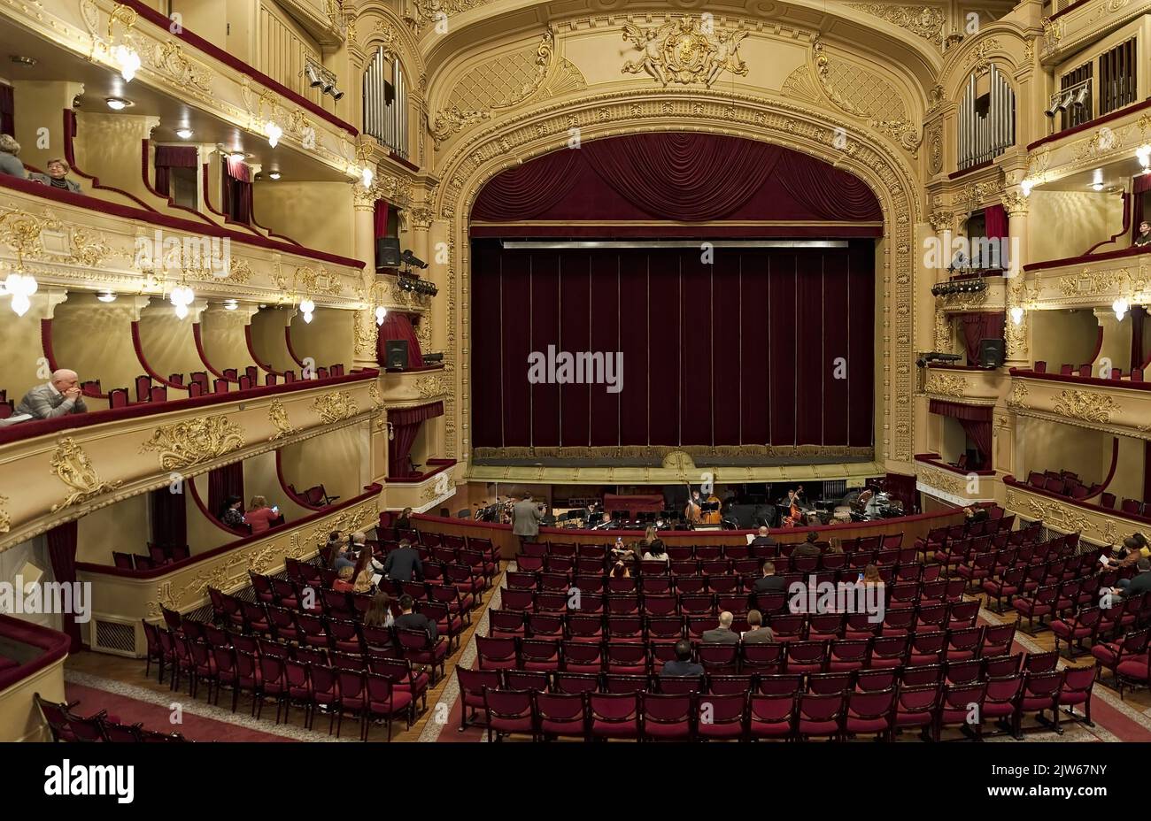 The interior of The Taras Shevchenko Ukrainian National Opera House in ...