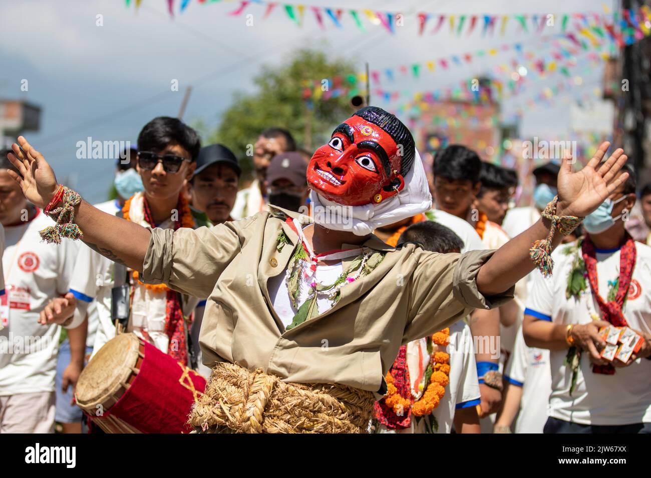 All Souls' Day. Also conscript SAPARU JATRA in Newari. Masks with head ...