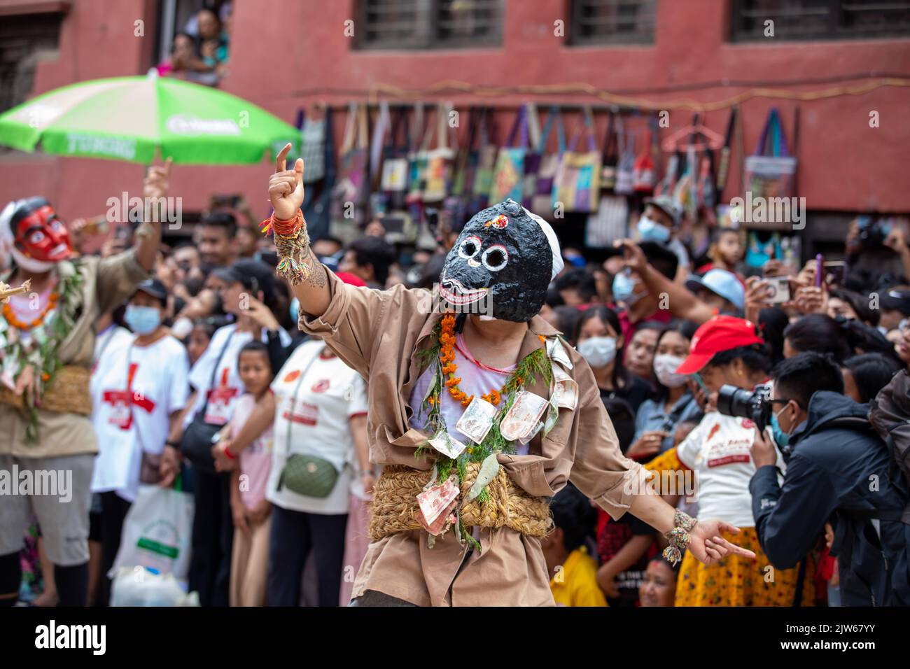 All Souls' Day. Also conscript SAPARU JATRA in Newari. Masks with head ...