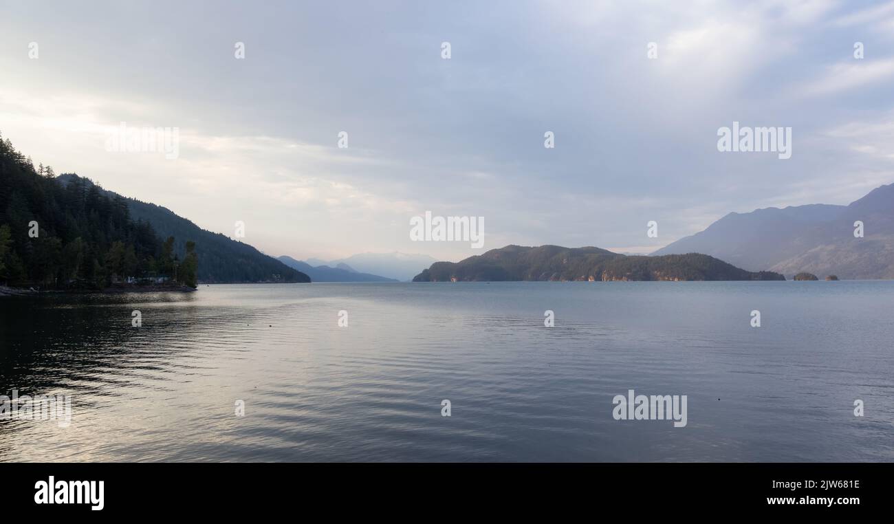 Harrison Lake with Canadian Mountain Landscape. Sunny Summer Sunset Sky ...