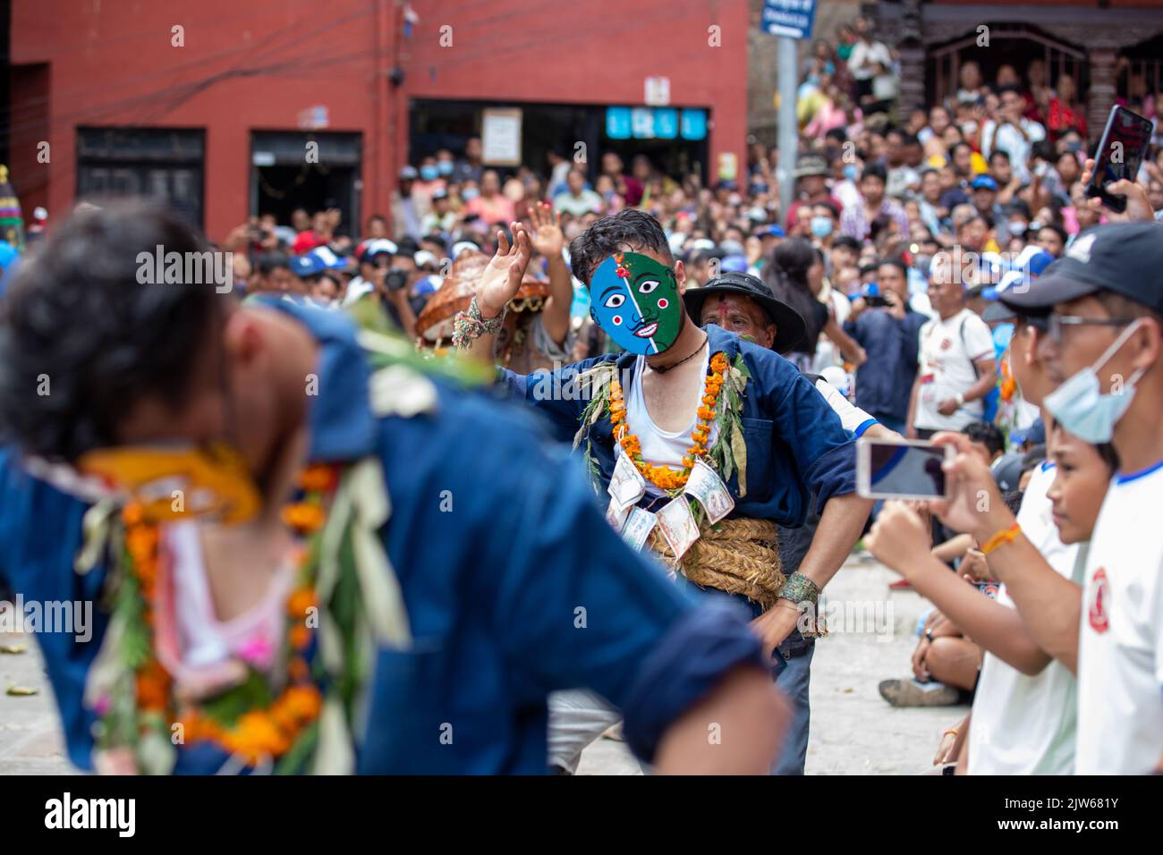 All Souls' Day. Also conscript SAPARU JATRA in Newari. Masks with head ...