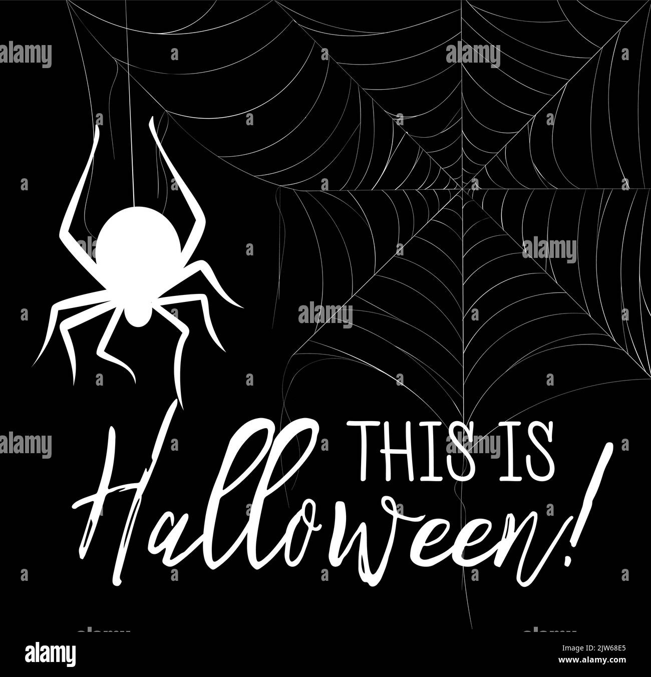 Happy Halloween vector lettering. Holiday calligraphy with spider and ...