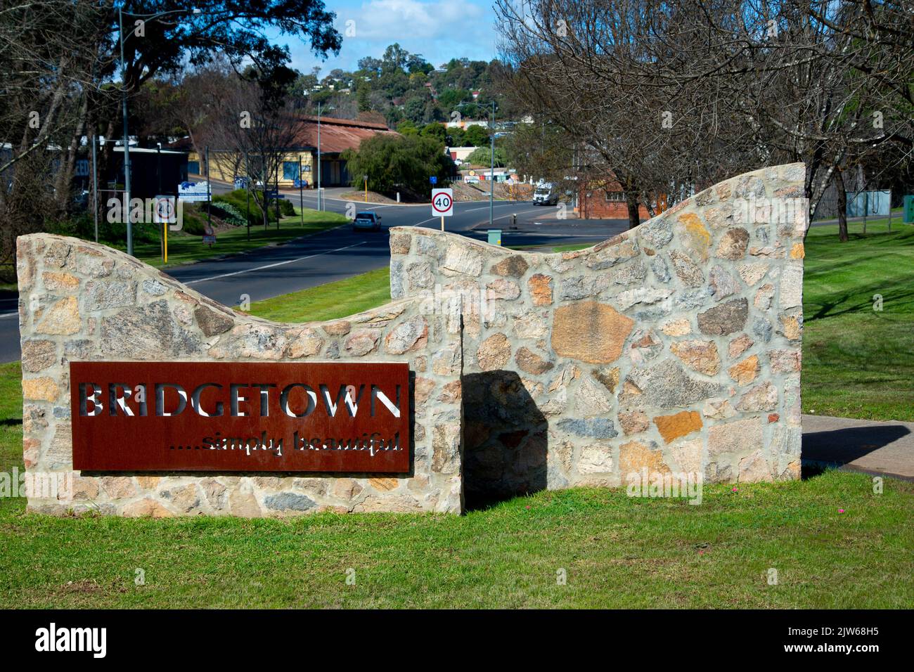 Pemberton Welcome Sign - Western Australia Stock Photo - Alamy