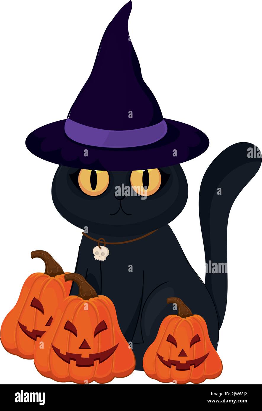 halloween cat with witch hat Stock Vector Image & Art - Alamy
