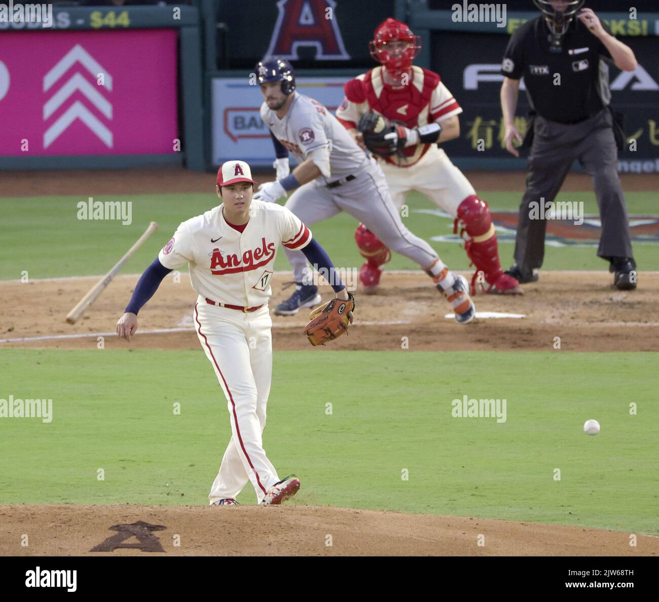 Los Angeles Angels pitcher Shohei Ohtani gets the Houston Astros' Alex ...