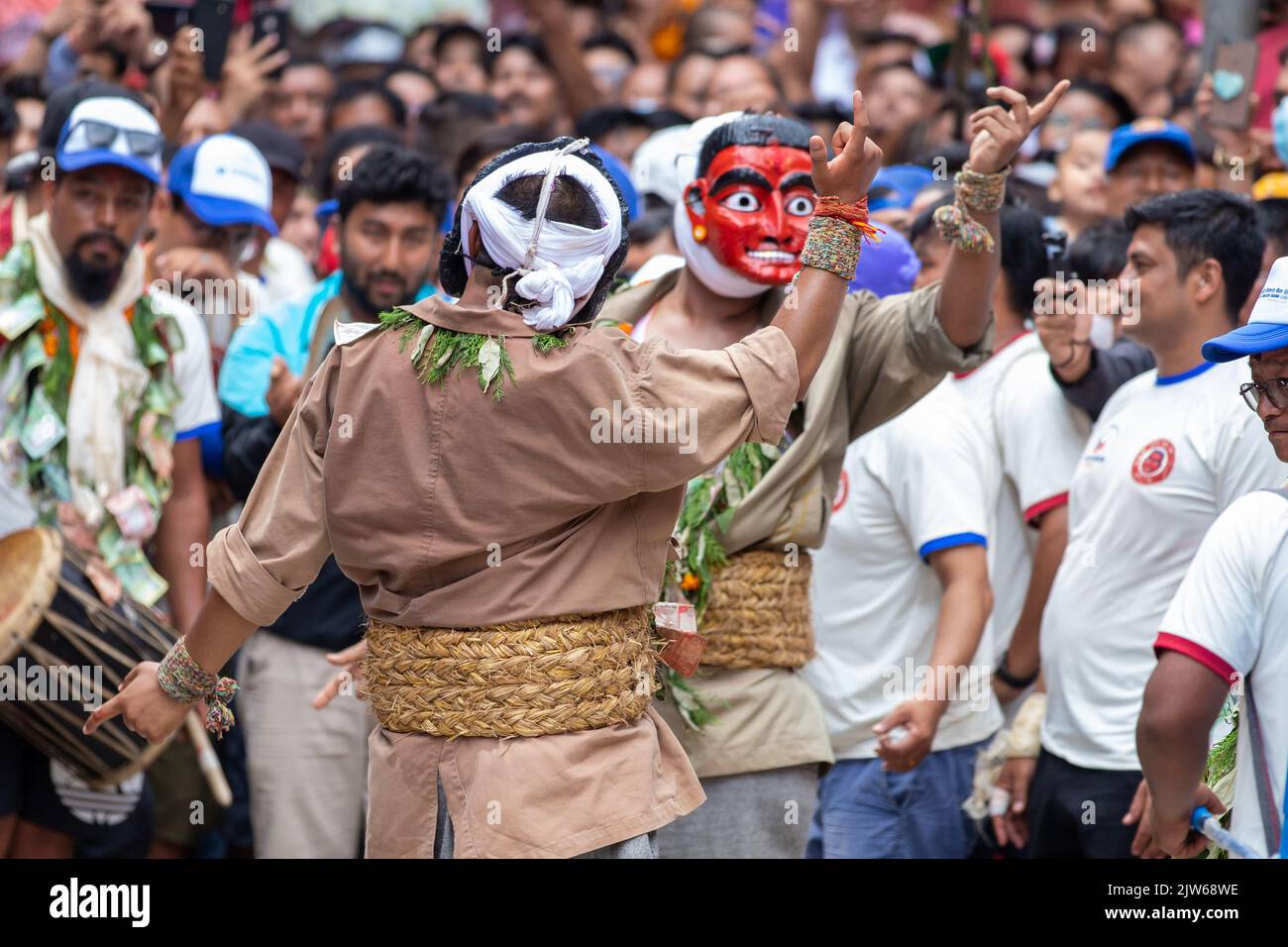 All Souls' Day. Also conscript SAPARU JATRA in Newari. Masks with head ...