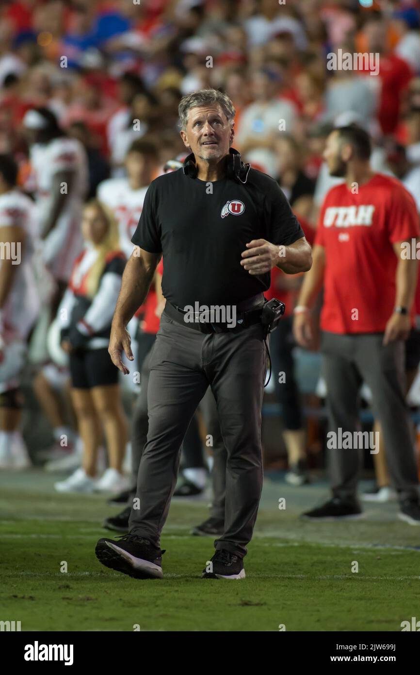 September 3, 2022: Utah Utes head coach Kyle Whittingham looks at the ...