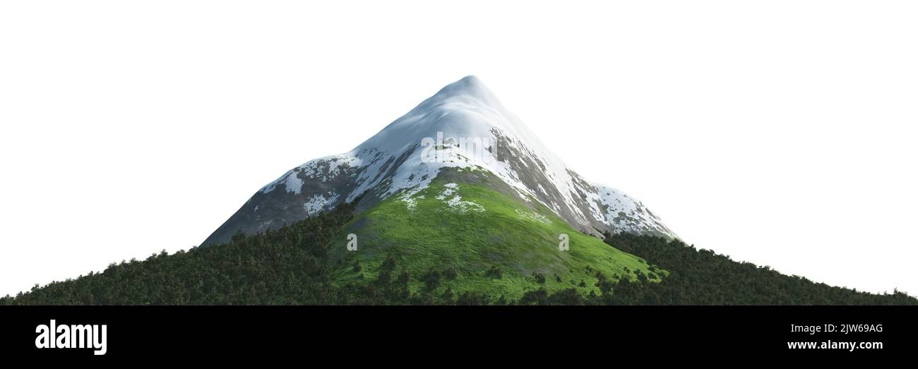 3D illustration snowy mountains Isolate on white background Stock Photo ...