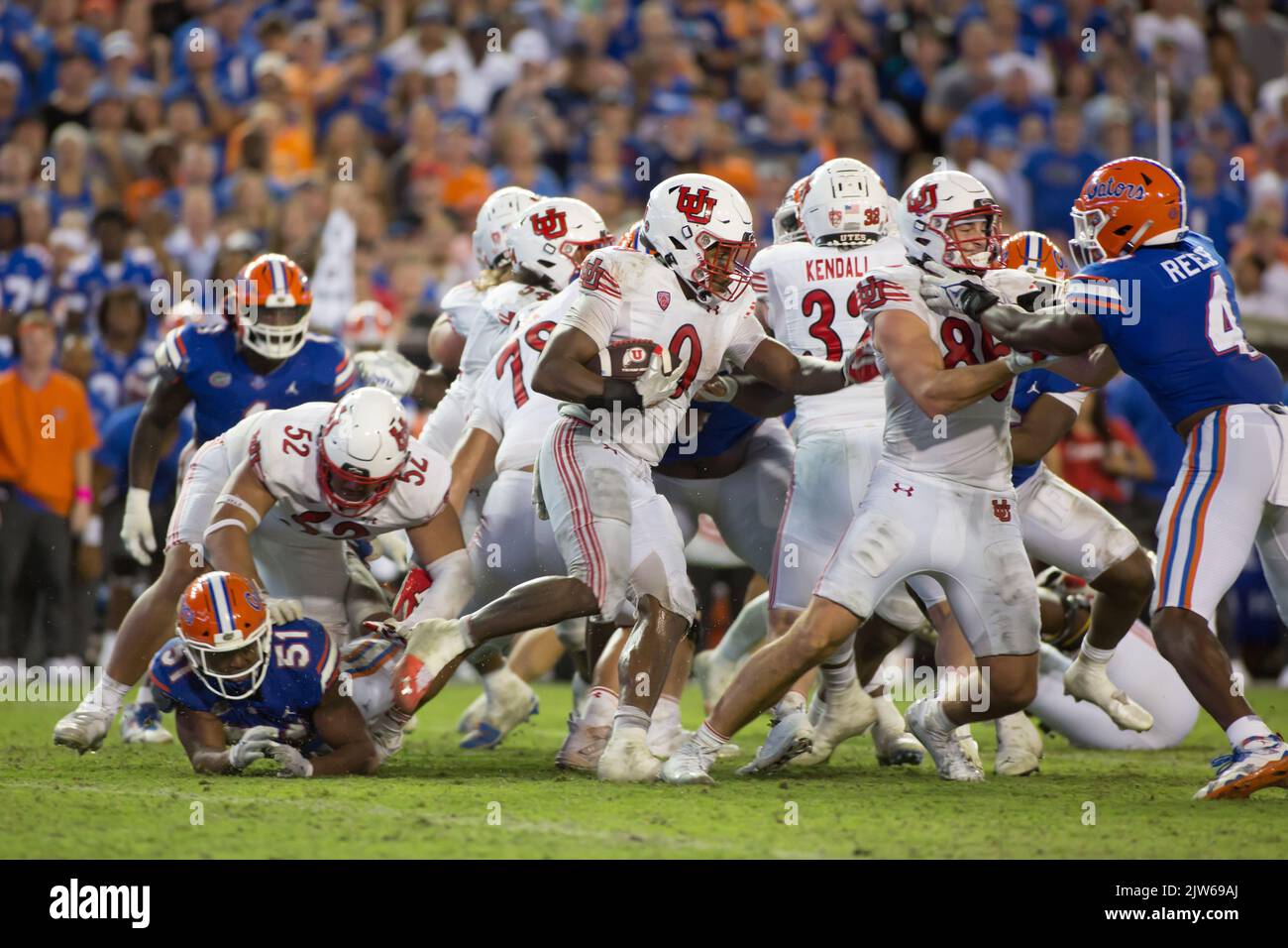 September 3, 2022: Utah Utes running back Tavion Thomas (9) runs behind ...