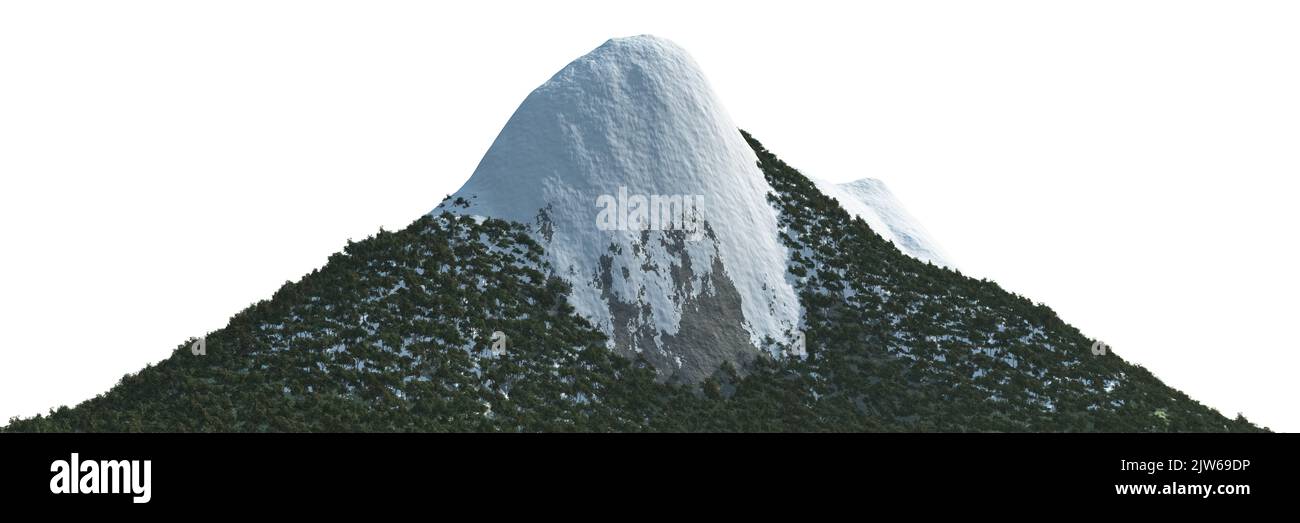 3D illustration snowy mountains Isolate on white background Stock Photo ...