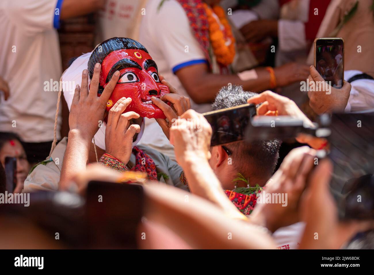 All Souls' Day. Also conscript SAPARU JATRA in Newari. Masks with head ...