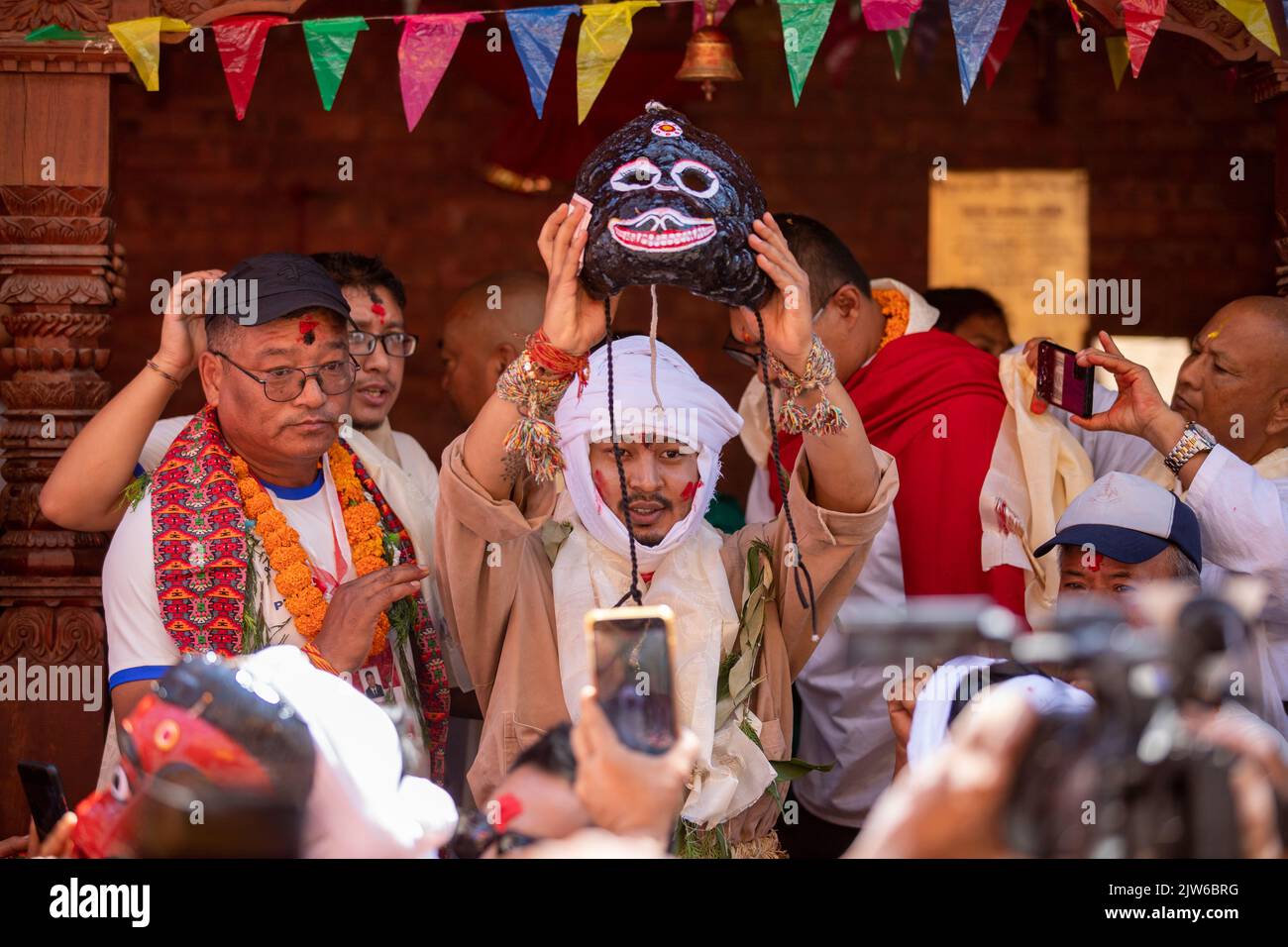 All Souls' Day. Also conscript SAPARU JATRA in Newari. Masks with head ...