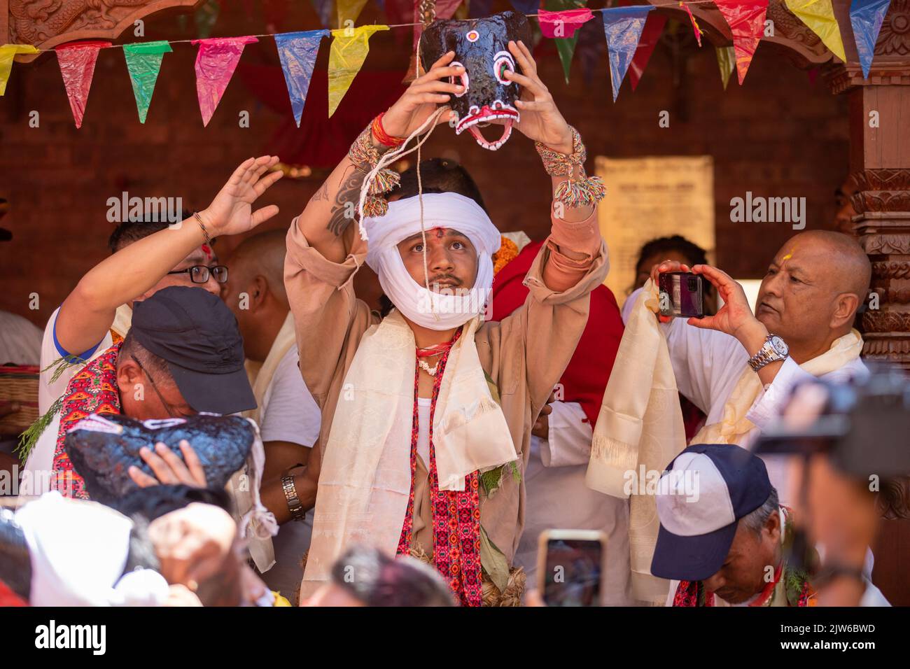 All Souls' Day. Also conscript SAPARU JATRA in Newari. Masks with head ...